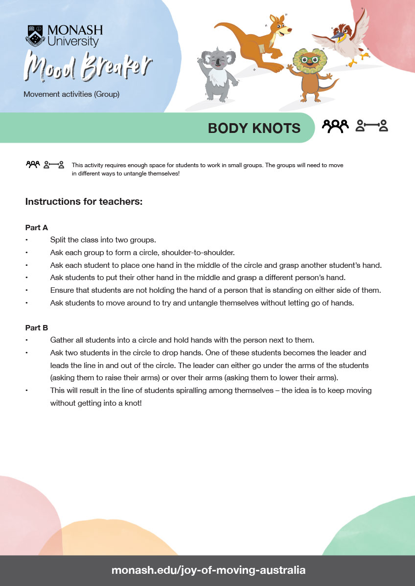 Group activity cards - Movement for Emotional Regulation