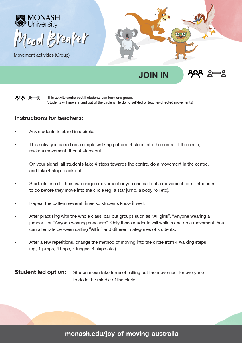 Group activity cards - Movement for Emotional Regulation