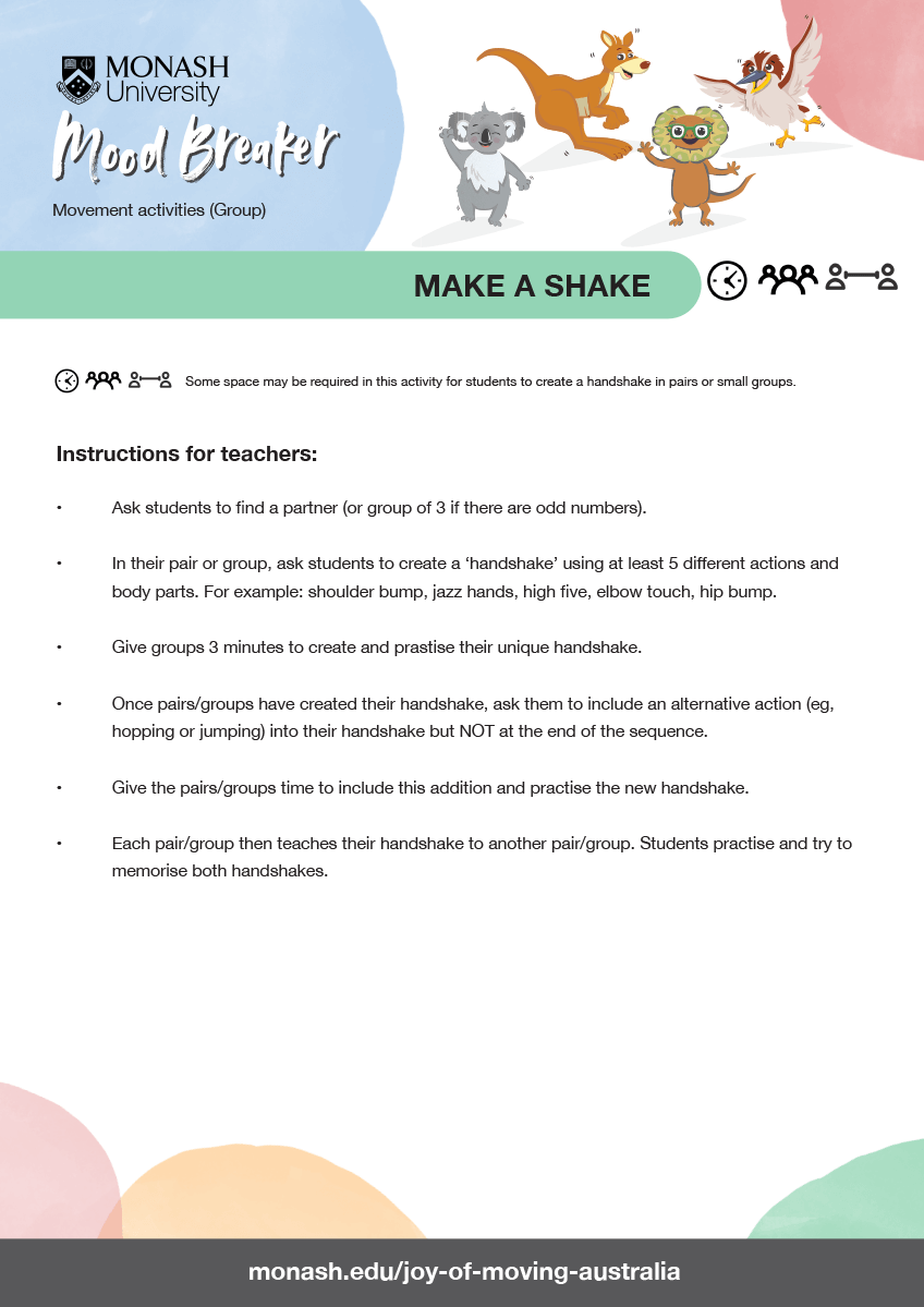 Group activity cards - Movement for Emotional Regulation