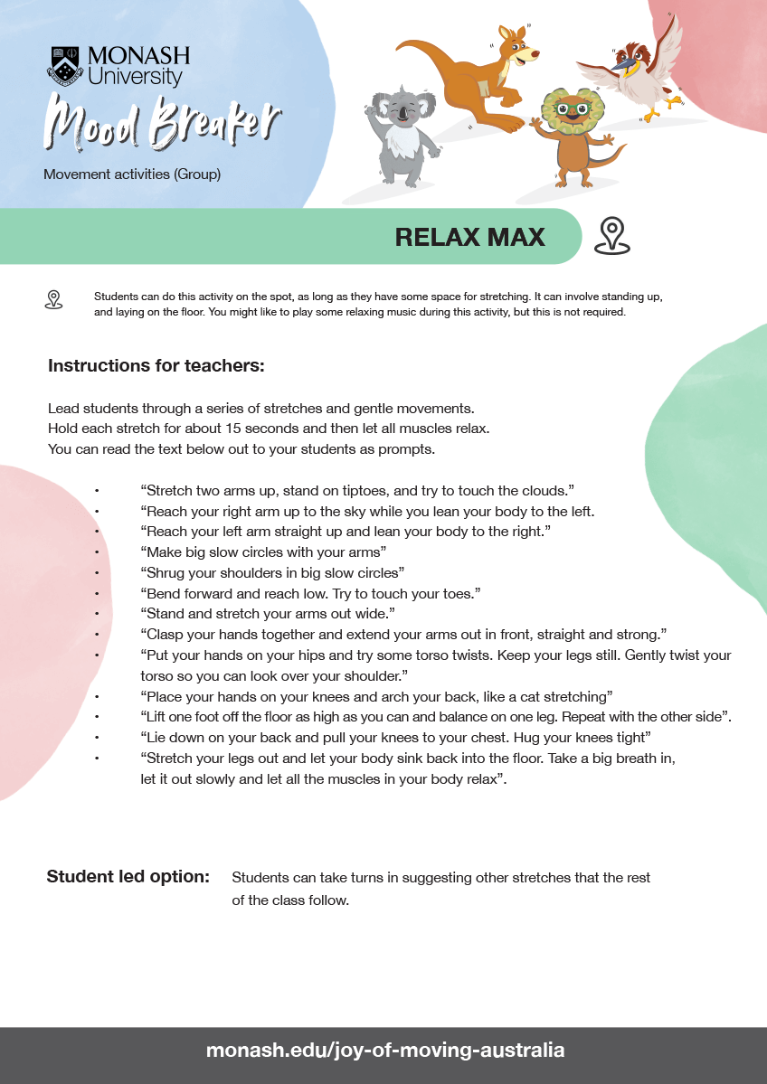Group activity cards - Movement for Emotional Regulation